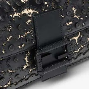 Fendi Baguette® 26424 Black Carved Leather Bag